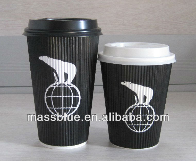 16oz Disposable Custom Ripple Wall Coffee Paper Cup China Paper Cup