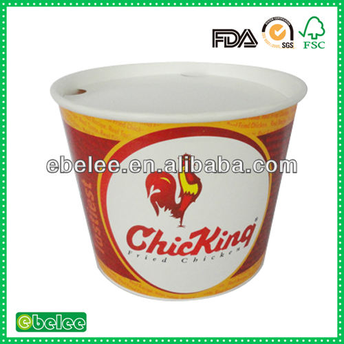 Costom Logo Printed Fried Chicken Bucket With Paper Lid Take Out China