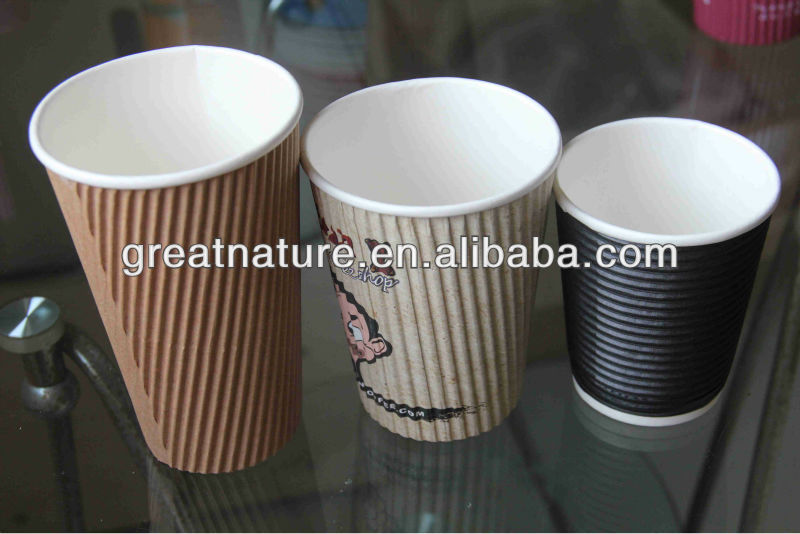 Custom Logo Printed Ripple Paper Cup China Great Nature Or Customized